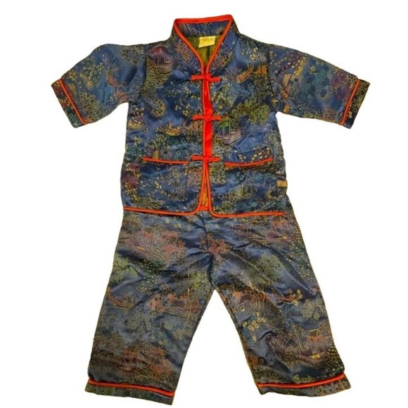 Matching Sets | Chinese Insipired Childs Blue Red Tang Suit And Pants ...